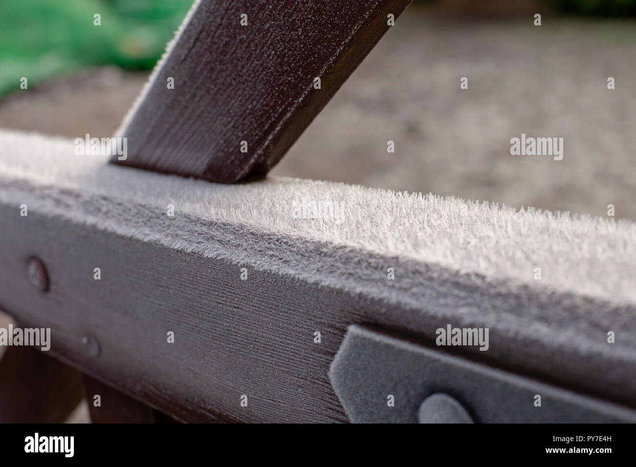 Frozen frosty wooden paddock gate Stock Photo - Alamy