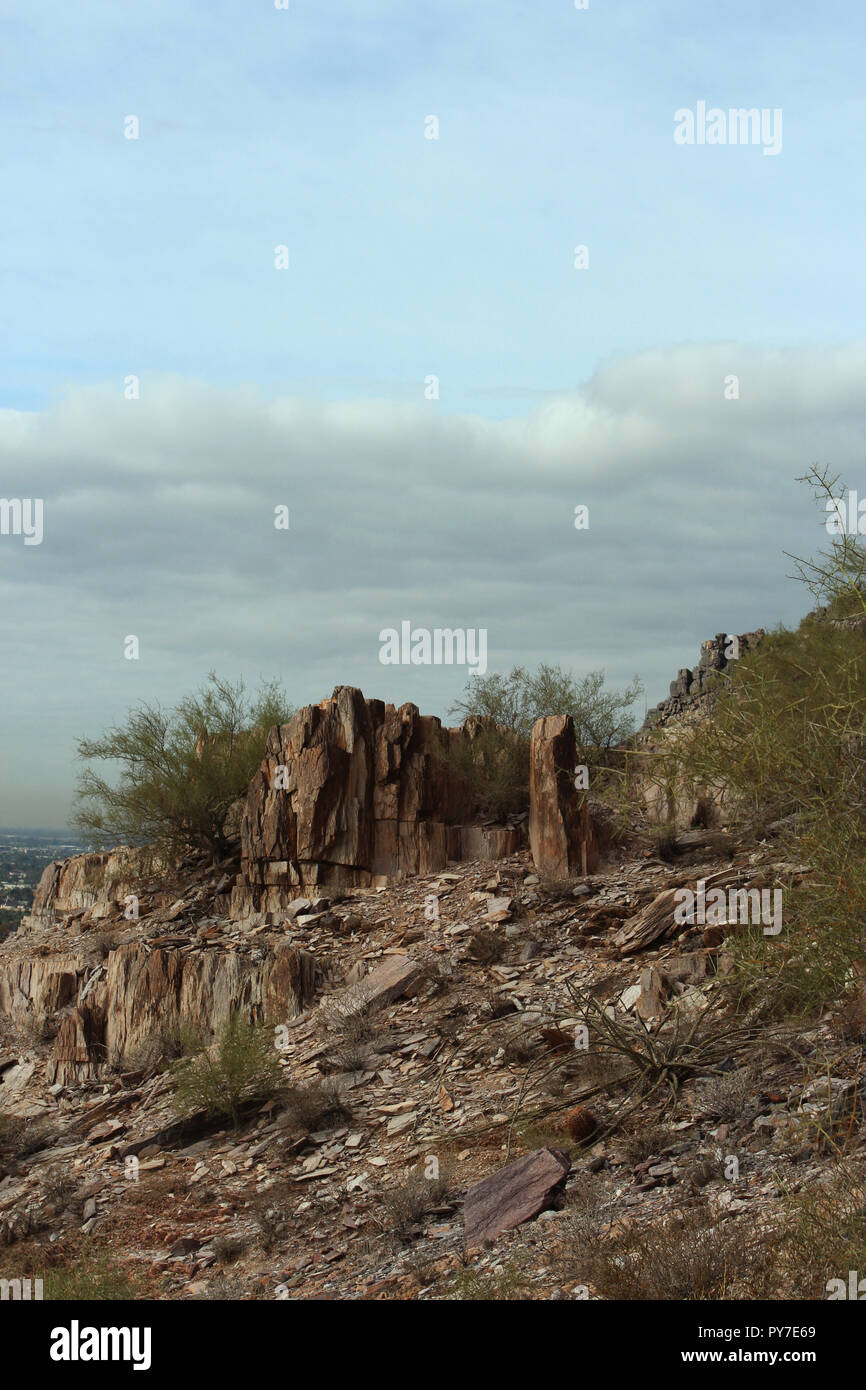 Rock formation on the Piestewa Summit Trail in Phoenix, Arizona Stock ...