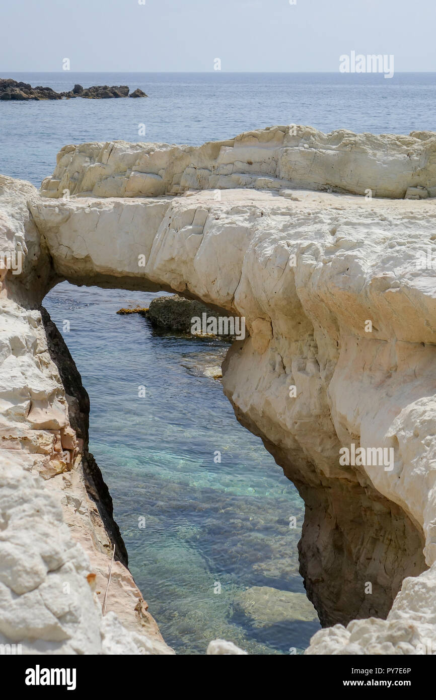 Arch rock formation at sea cave Paphos Cyprus Stock Photo - Alamy