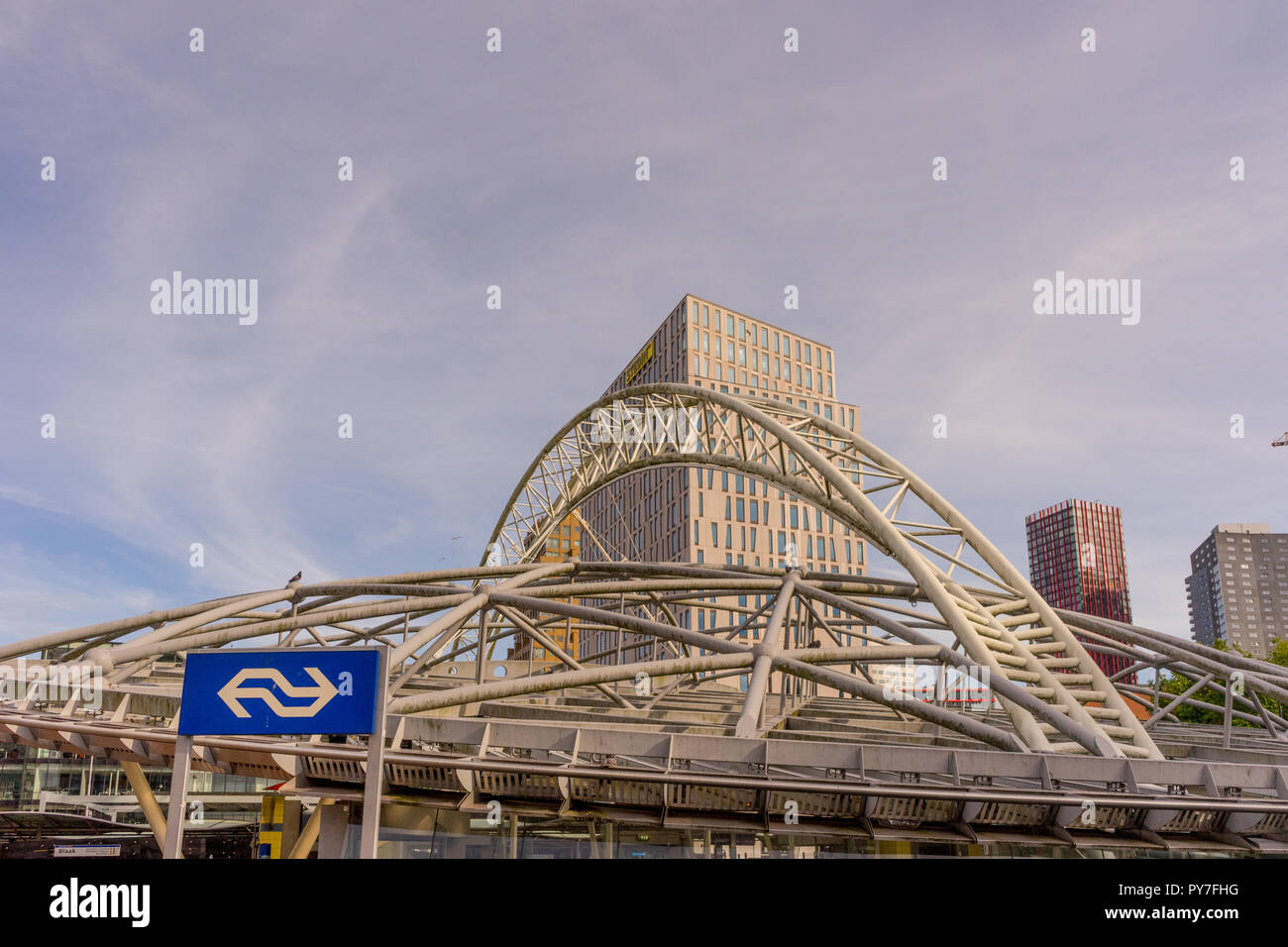 Rotterdam, Netherlands - 16 July, 2016: Steel structure front of Stedin ...