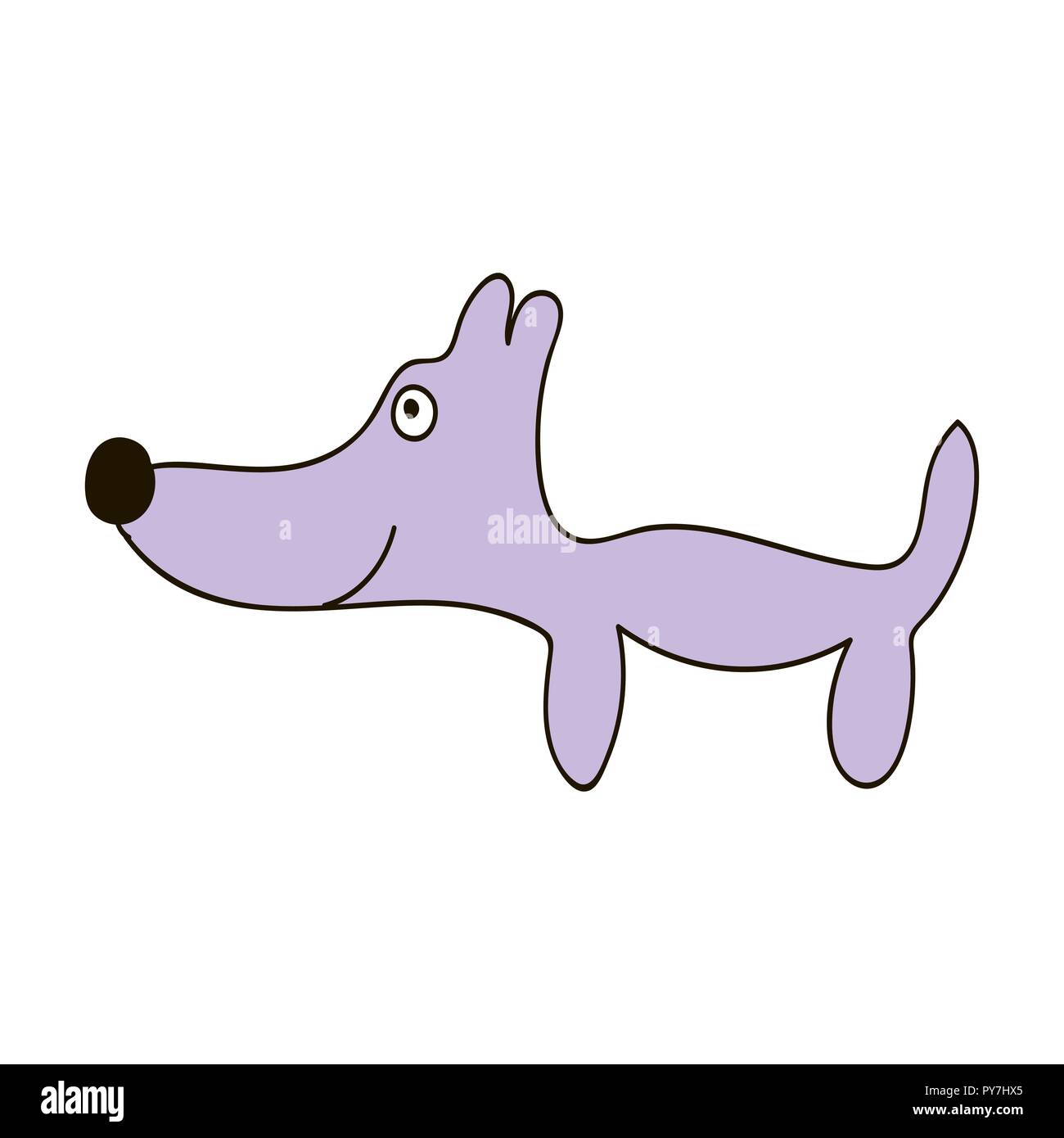 grey silver wolf or dog. Childish cartoon forest wild animal. Lovely ...