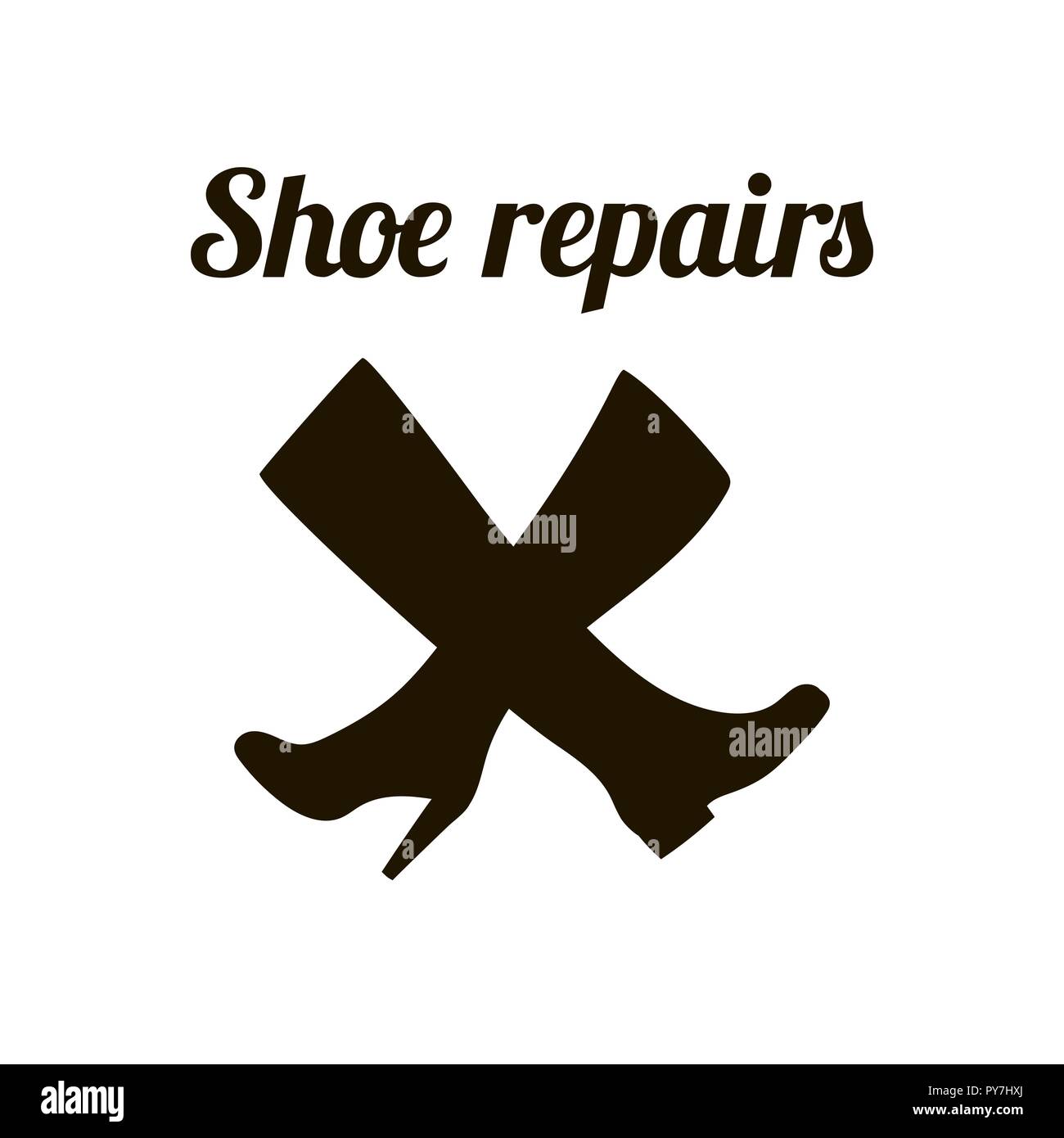 Shoe repairs sign. Shoemaker concept symbol. Vector illustration Stock ...