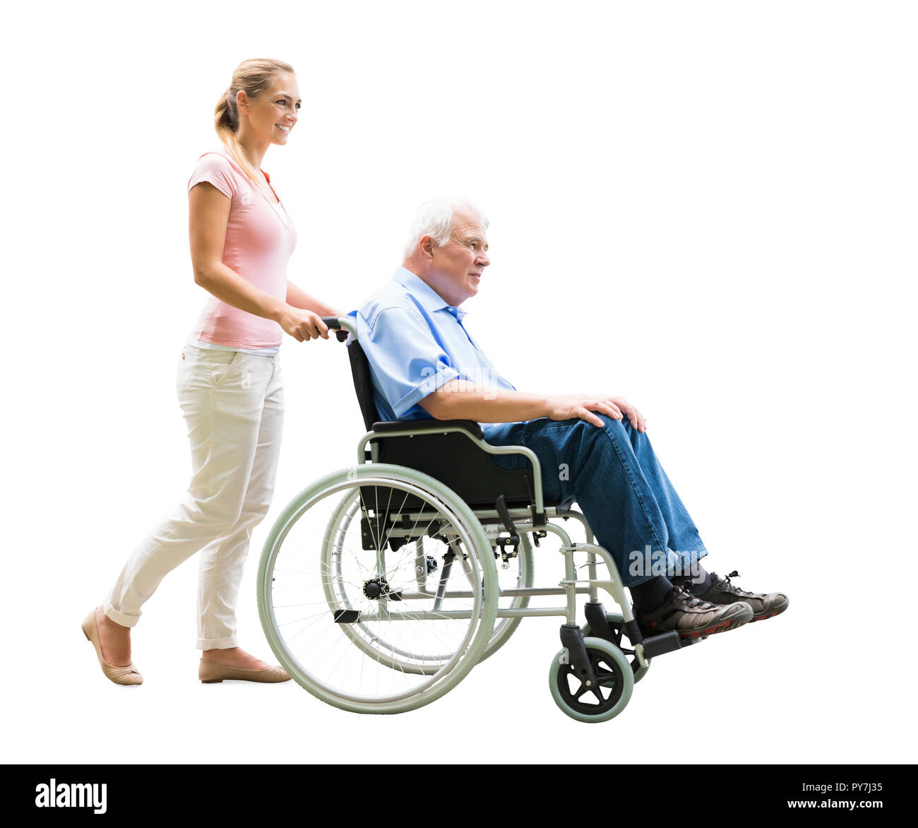 Patient elderly on wheelchair Cut Out Stock Images & Pictures - Alamy