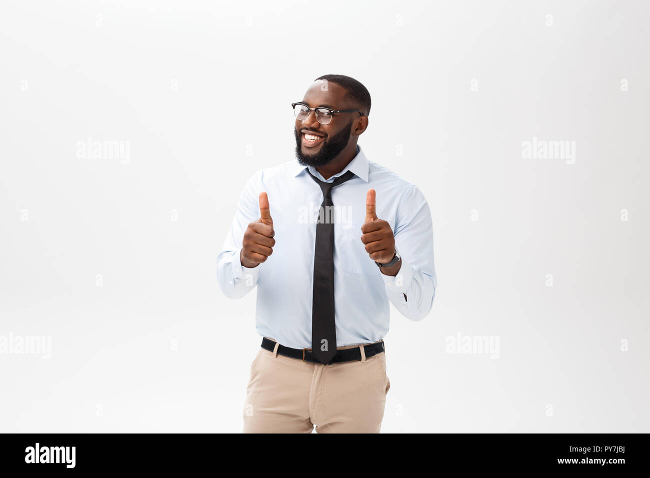 Portrait Of Happy Afroamerican Handsome Man Laughing And Showing Thumb