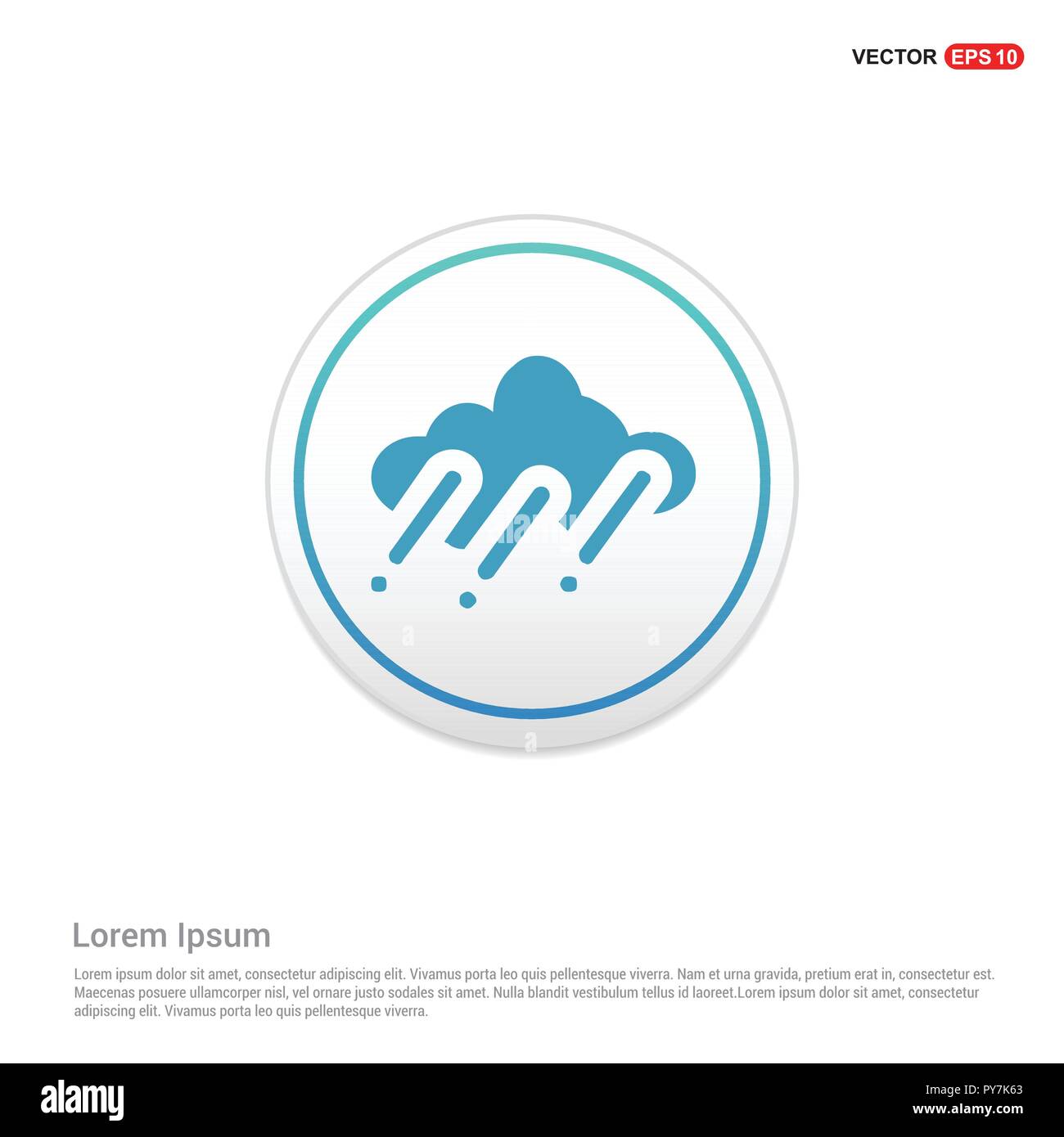 Cloud Raining Icon - white circle button Stock Vector Image & Art - Alamy