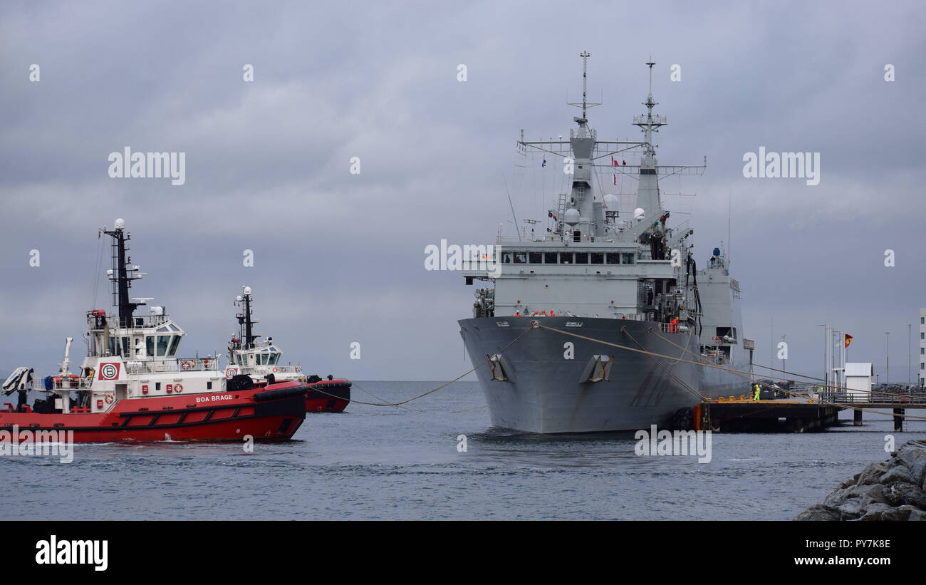 Civilian tugs prepare to assist Standing NATO Maritime Group Two (SNMG2 ...