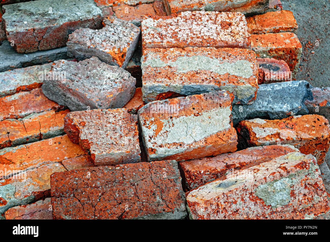 Red brick stack close-up Stock Photo - Alamy