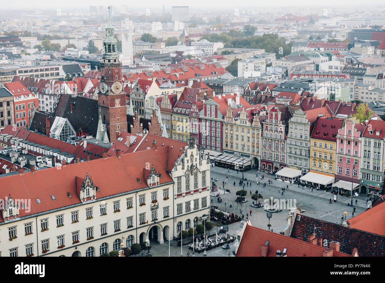 The Old Town Hall in a medieval Market Square in Wroclaw, Poland Stock ...