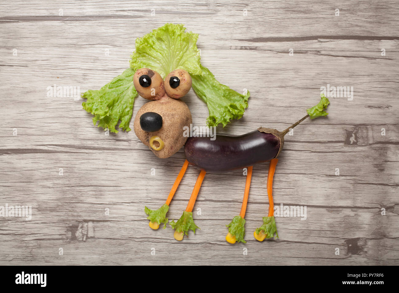 Idea of making a poodle from fresh vegetables Stock Photo - Alamy