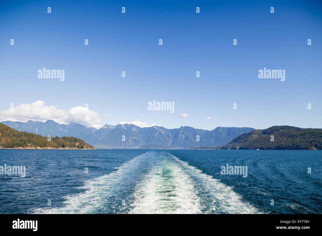 A view of the Sunshine Coast as seen from the deck of a ferry Stock ...