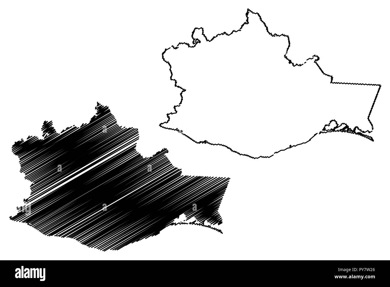 Oaxaca (United Mexican States, Mexico, federal republic) map vector ...