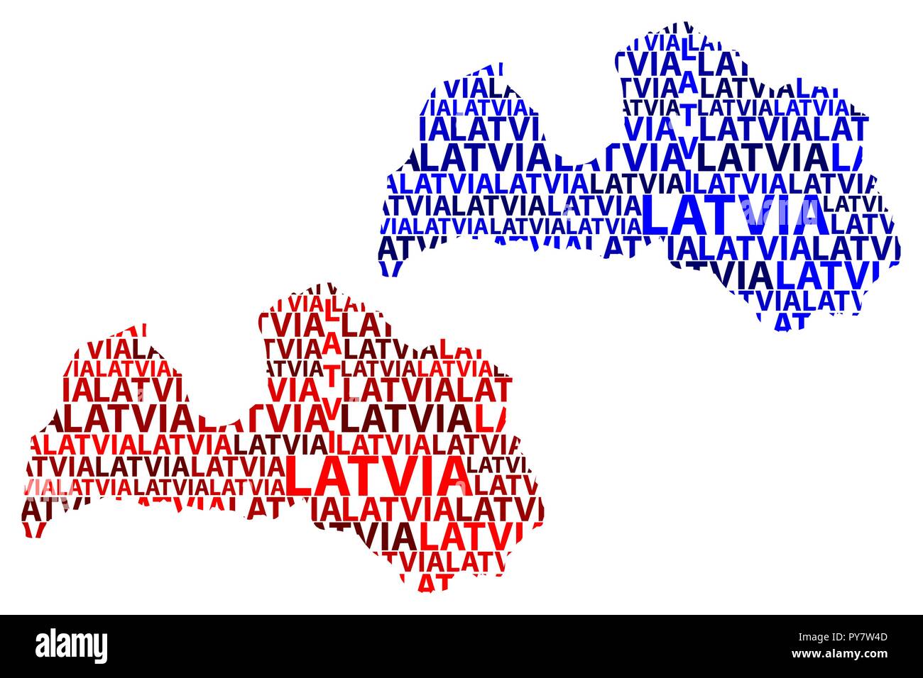 Sketch Latvia letter text map, Republic of Latvia - in the shape of the ...