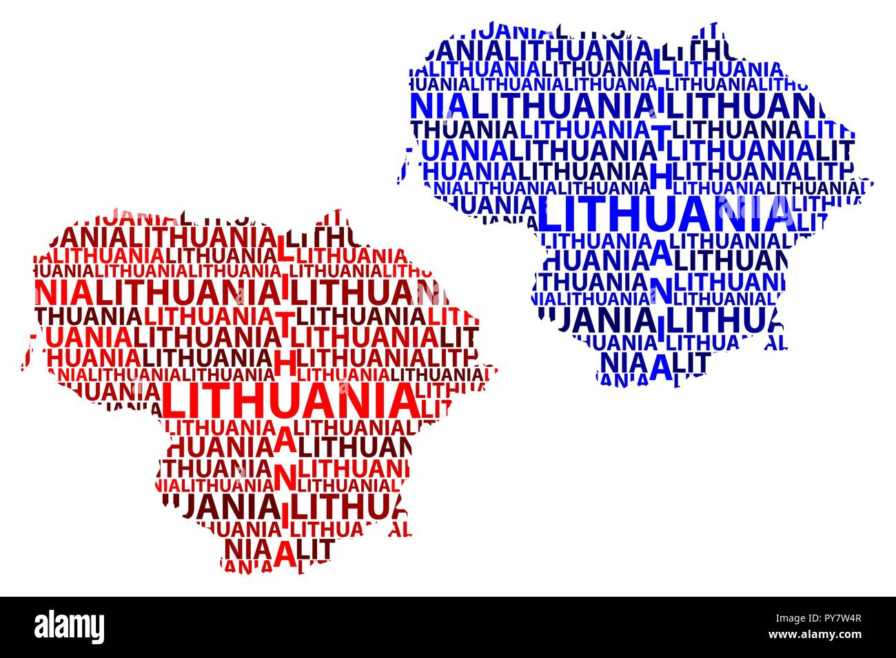 Sketch Lithuania letter text map, Republic of Lithuania - in the shape ...