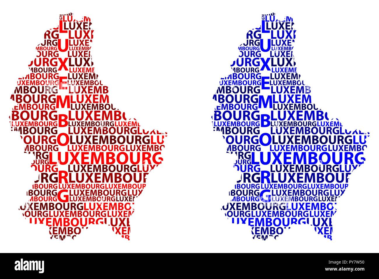 Sketch Luxembourg letter text map, Grand Duchy of Luxembourg - in the ...