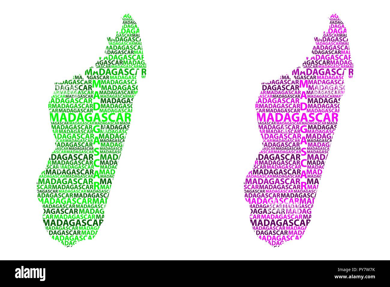 Sketch Madagascar letter text map, Republic of Madagascar - in the ...