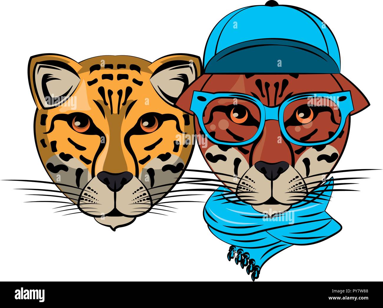 Two leopards Stock Vector Images - Alamy