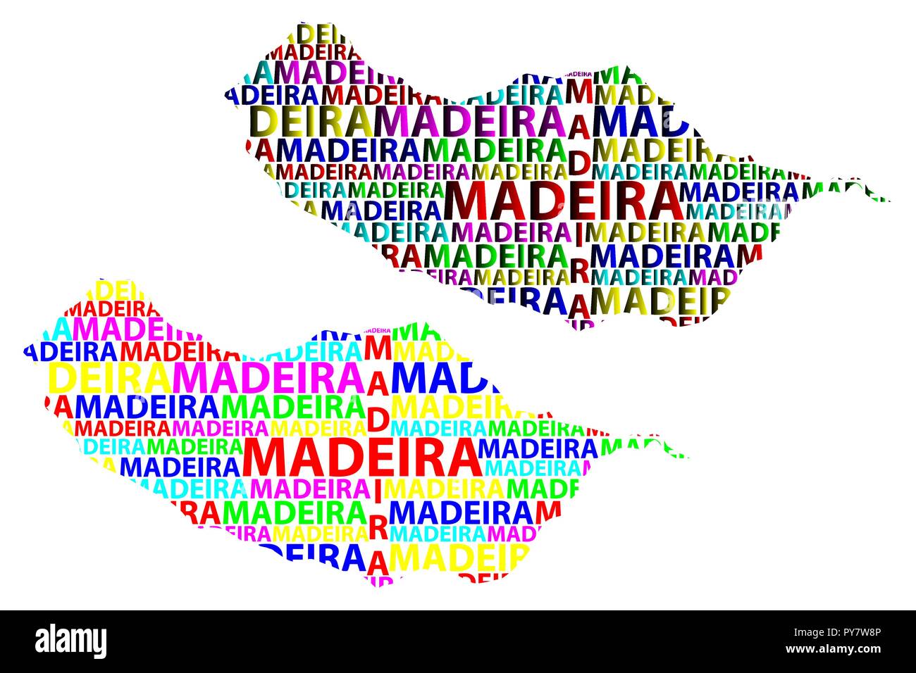 Sketch Madeira letter text map, Island of Madeira - in the shape of the ...