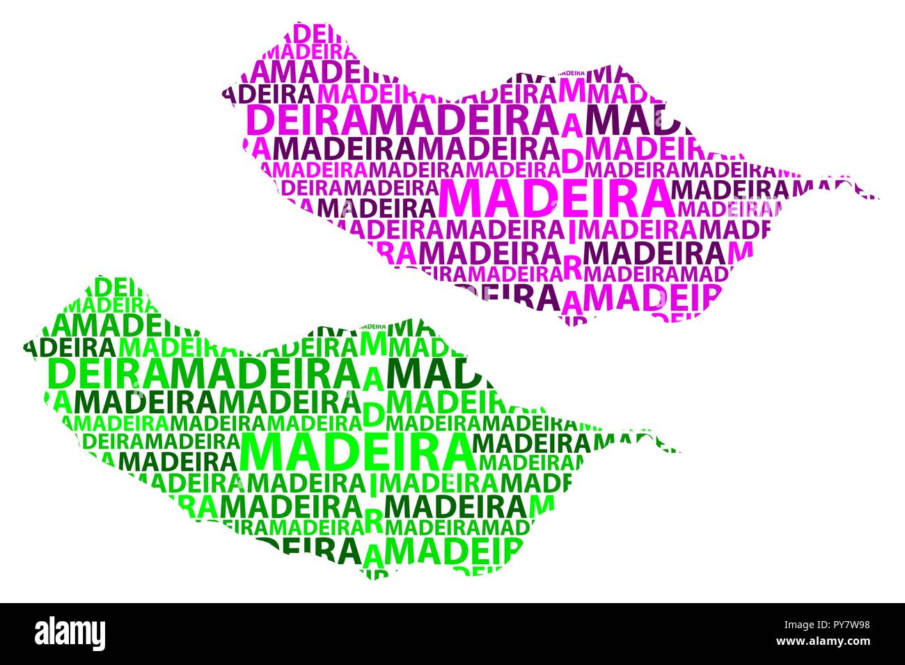 Sketch Madeira letter text map, Island of Madeira - in the shape of the ...
