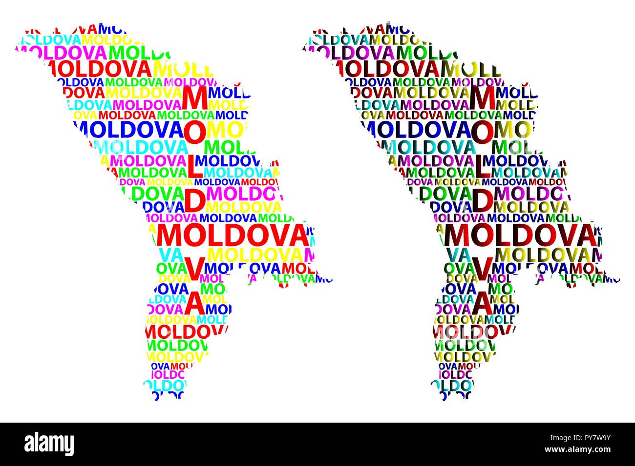 Sketch Moldova letter text map, Republic of Moldova - in the shape of ...
