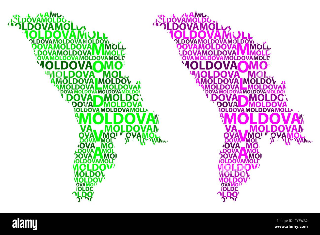 Sketch Moldova letter text map, Republic of Moldova - in the shape of ...