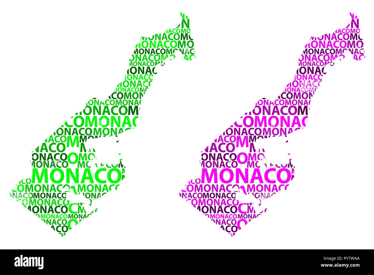 Sketch Monaco letter text map, Principality of Monaco - in the shape of ...