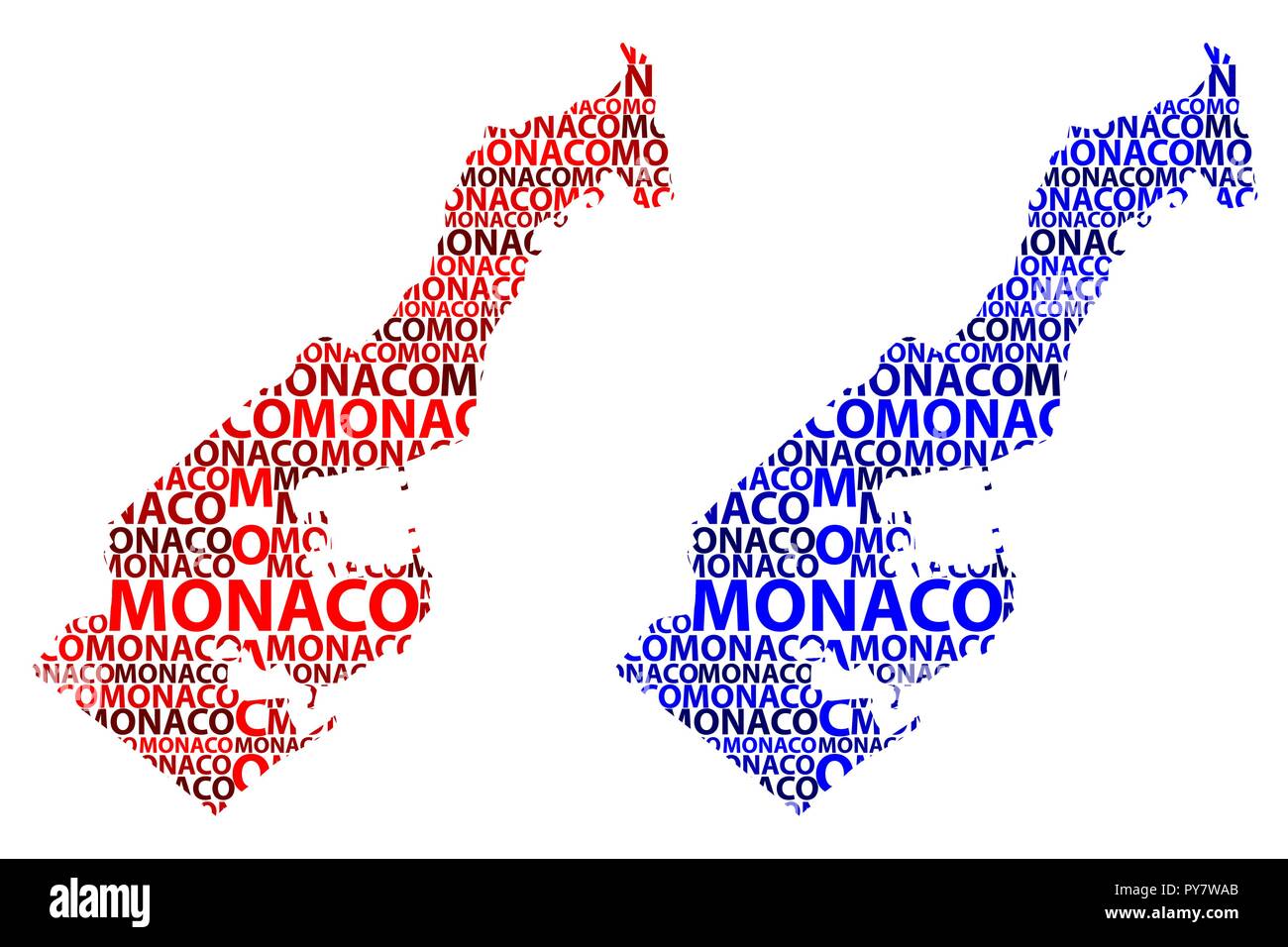 Sketch Monaco letter text map, Principality of Monaco - in the shape of ...