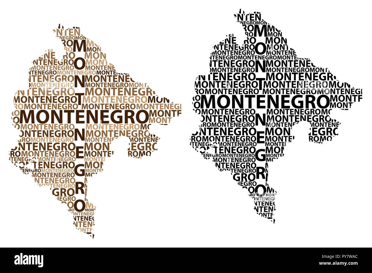Sketch Montenegro letter text map, Montenegro - in the shape of the ...