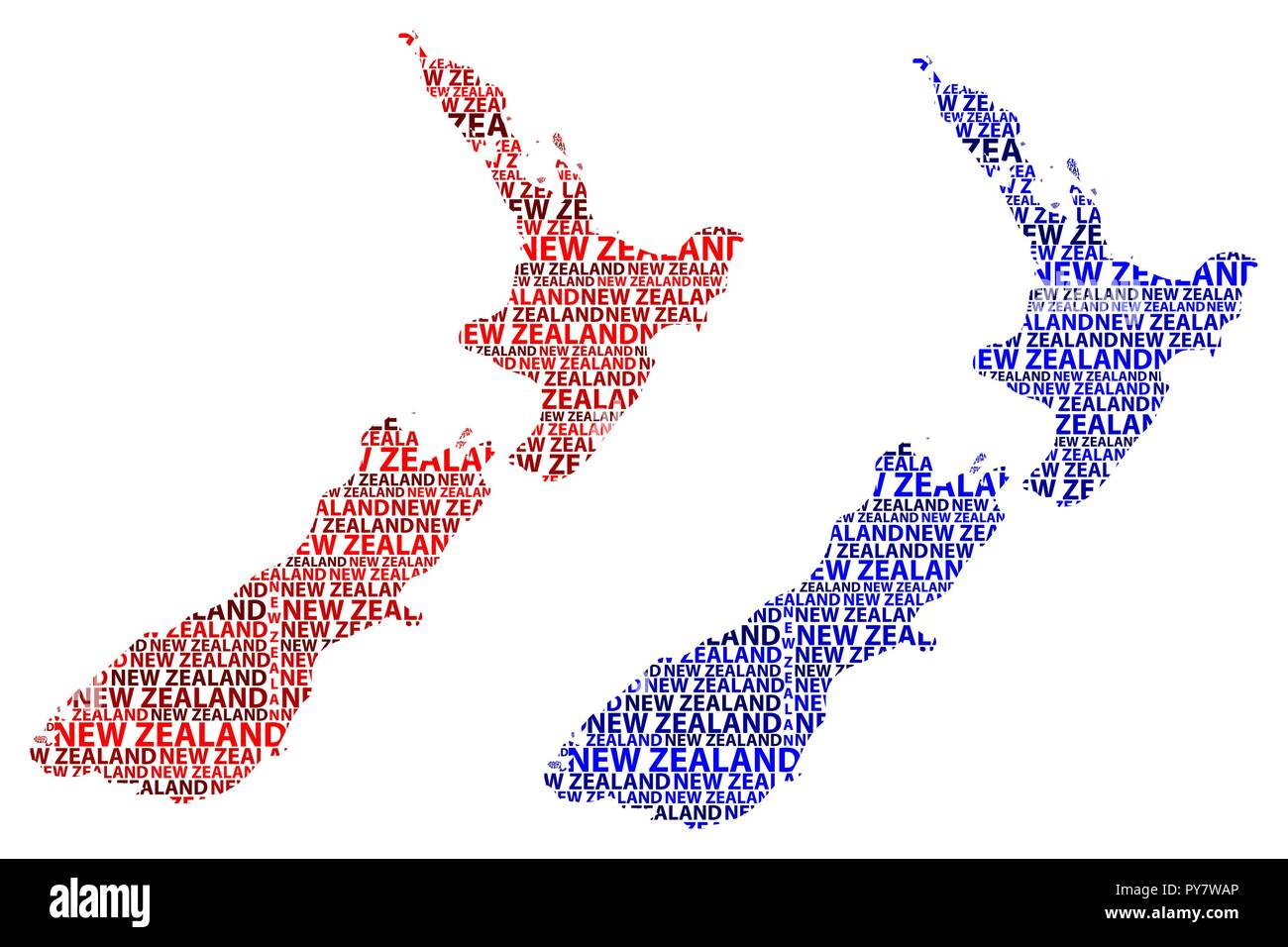 Sketch New Zealand letter text map, New Zealand - in the shape of the ...