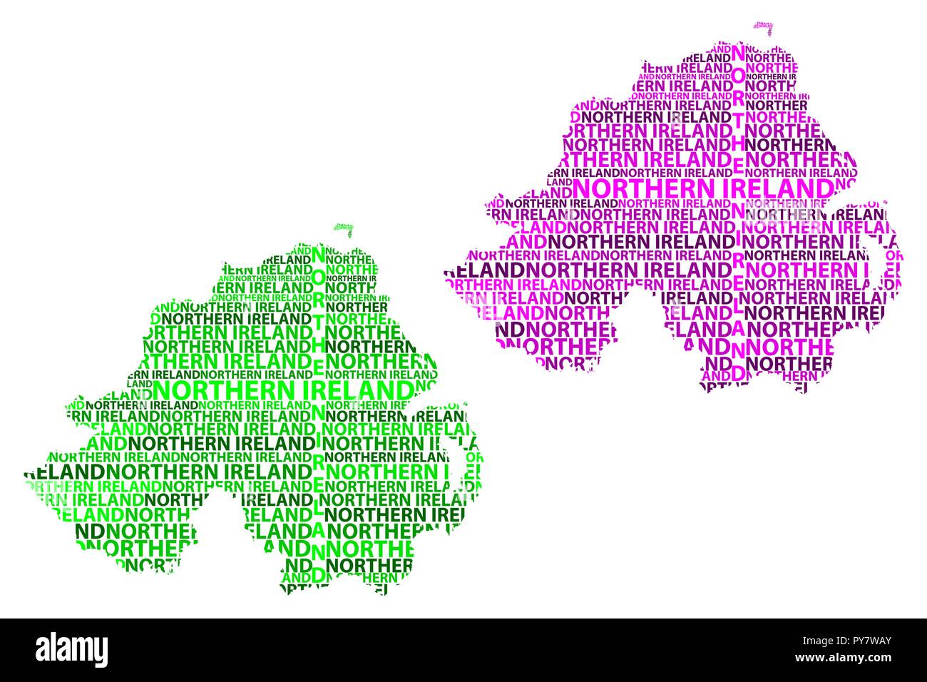 Sketch Northern Ireland letter text map, Northern Ireland - in the ...