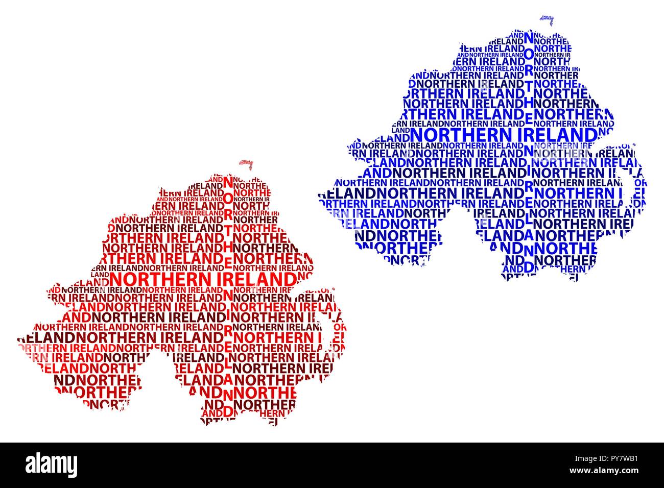 Sketch Northern Ireland letter text map, Northern Ireland - in the ...