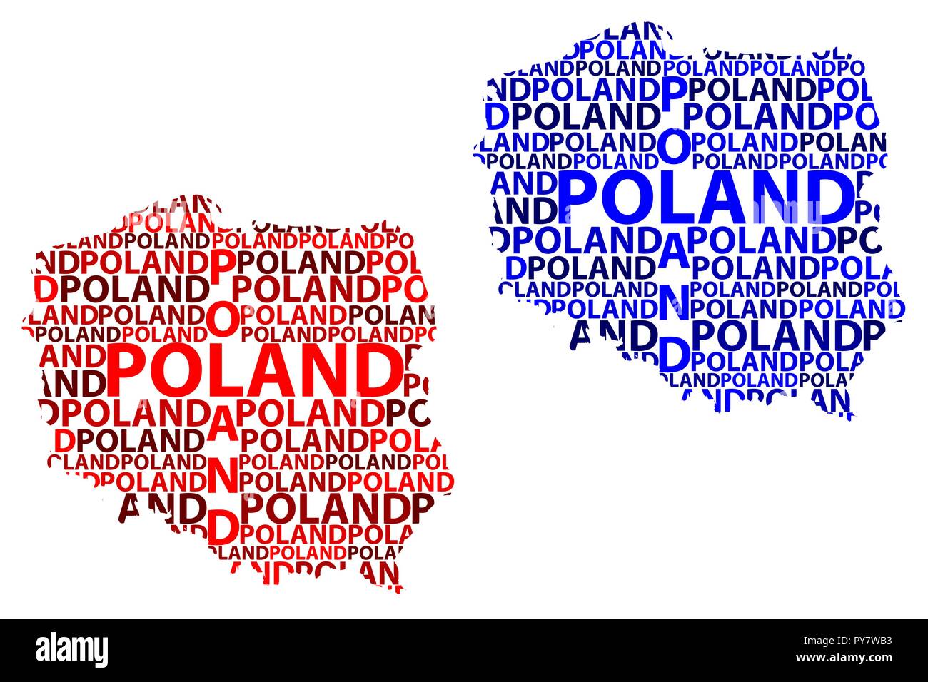 Sketch Poland letter text map, Republic of Poland - in the shape of the ...