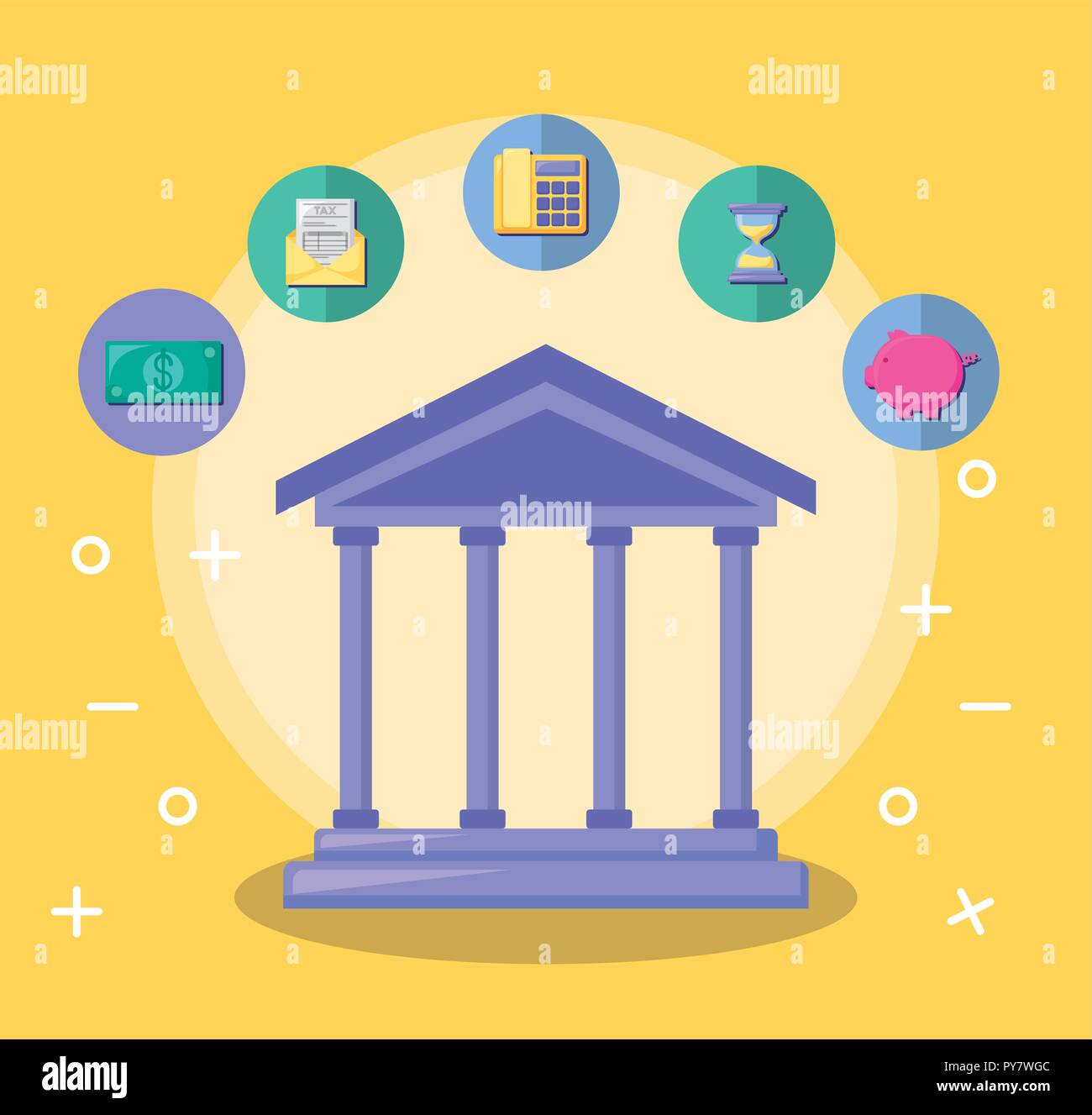 bank building with economy and financial icons vector illustration ...