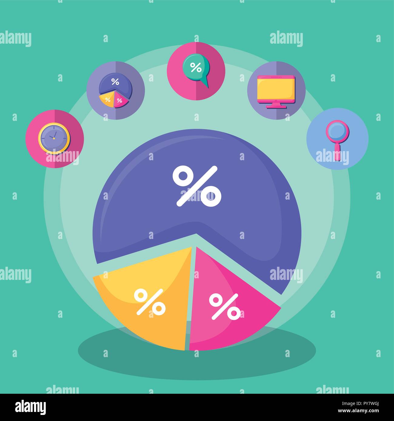 statistics graphics with economy and financial icons vector ...