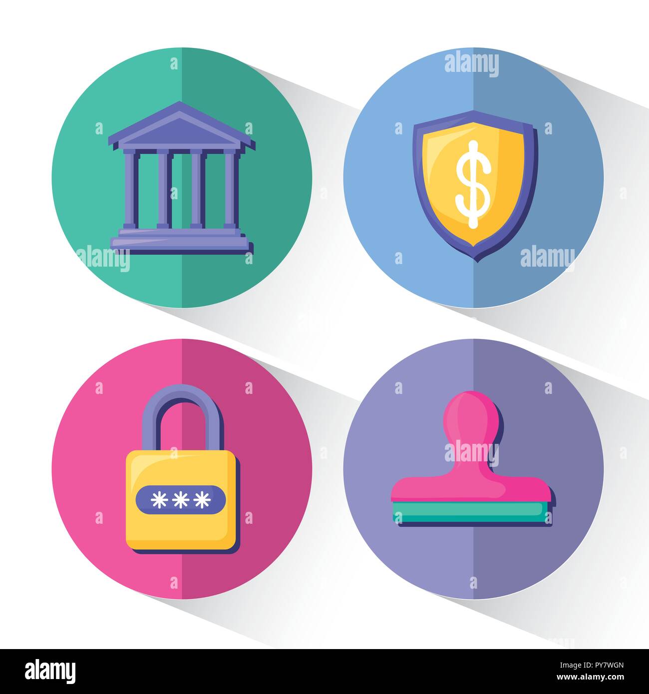 bank building with economy and financial icons vector illustration ...