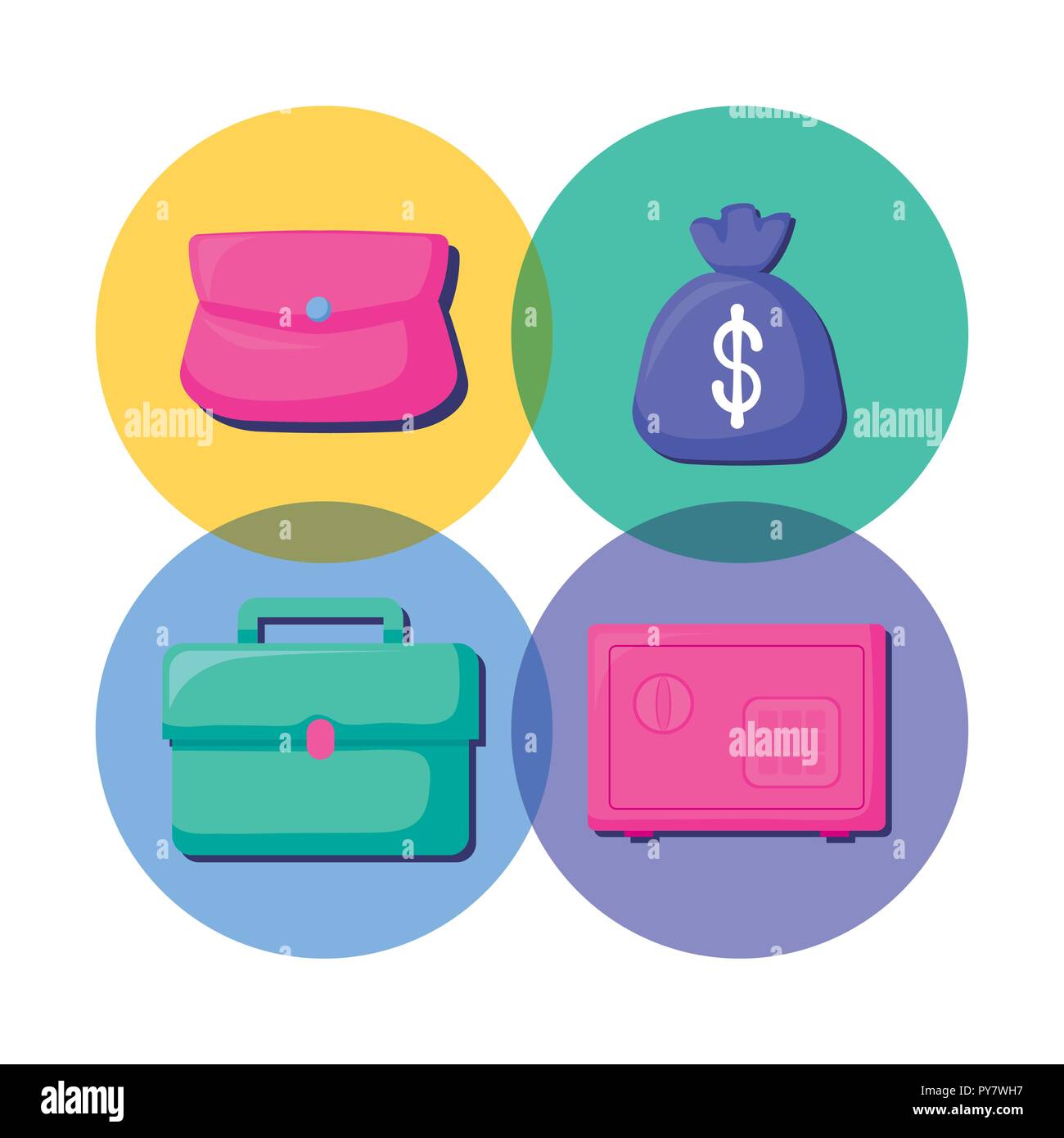safe box with economy and financial icons vector illustration design ...
