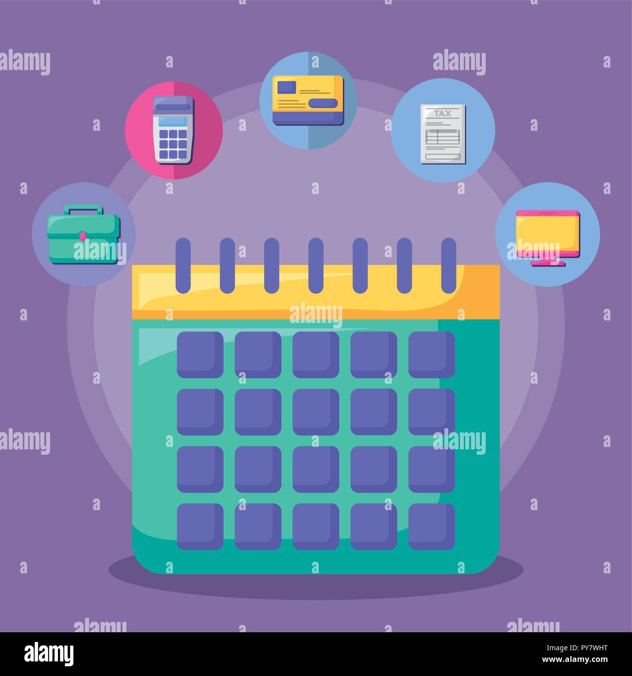 calendar with economy and financial icons vector illustration design ...