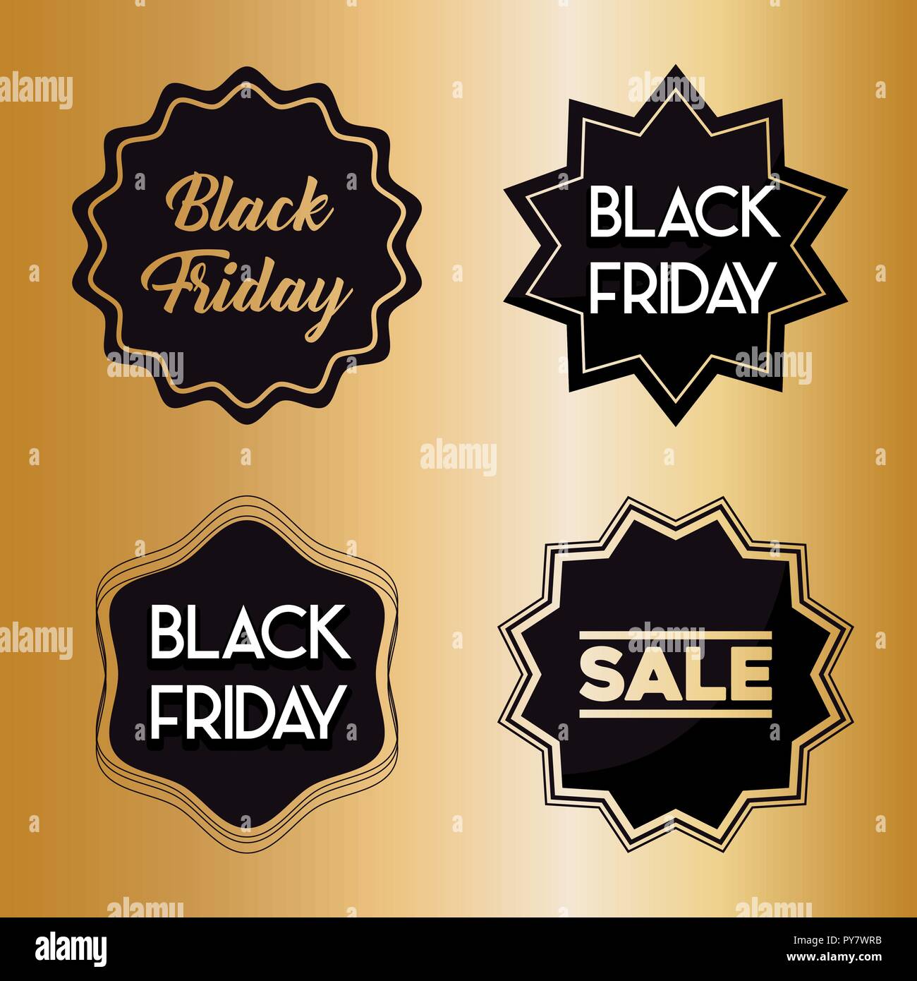 black friday label in tags set vector illustration design Stock Vector ...