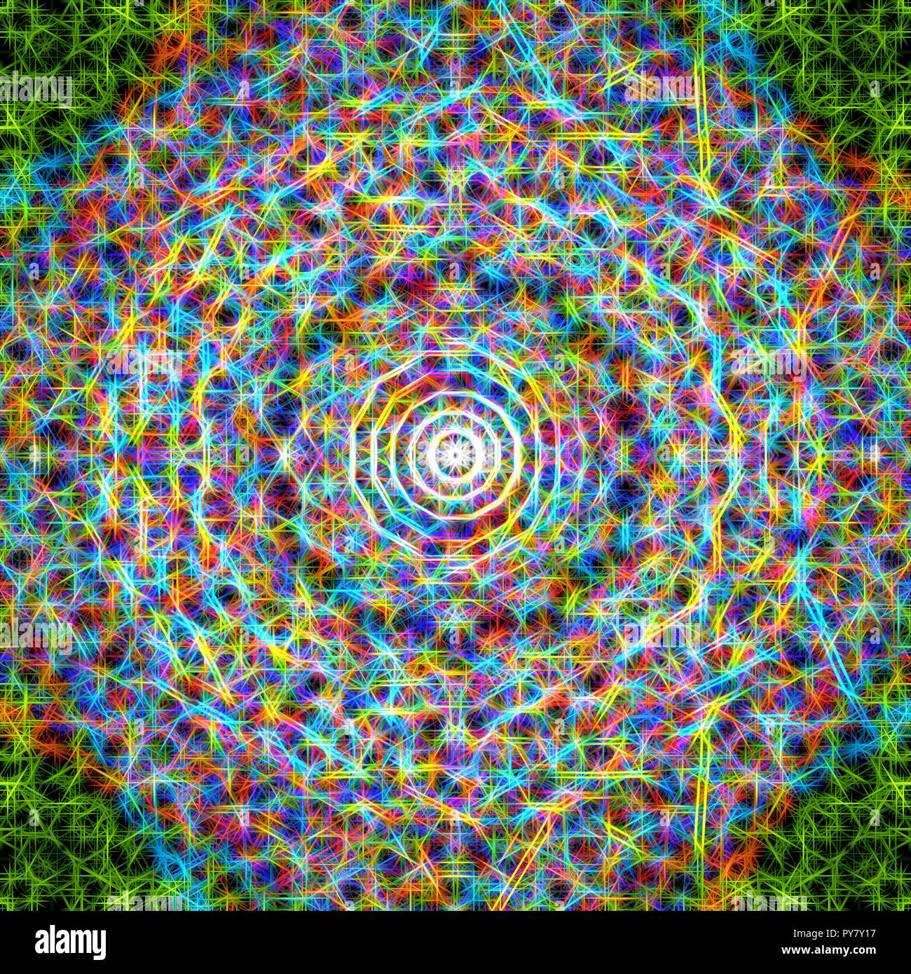 A colorful and vivid image with abstract Sacred Geometry. A psychedelic ...