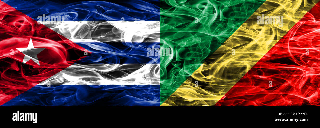 Cuba, Cuban vs Congo, Congolese smoke flags placed side by side ...
