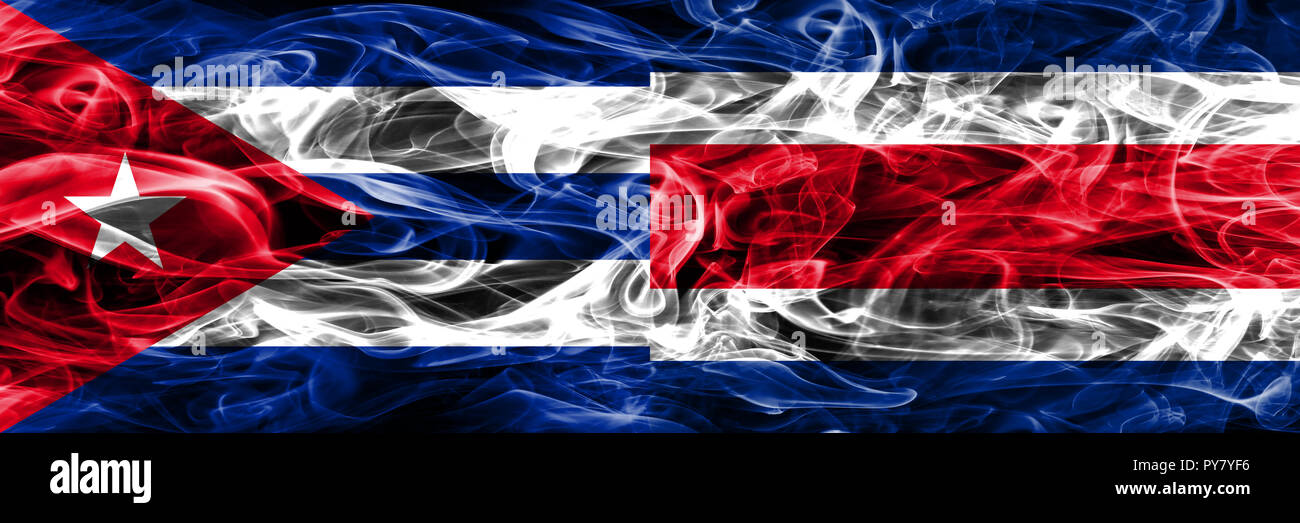 Cuba, Cuban vs Costa Rica smoke flags placed side by side. Concept and ...