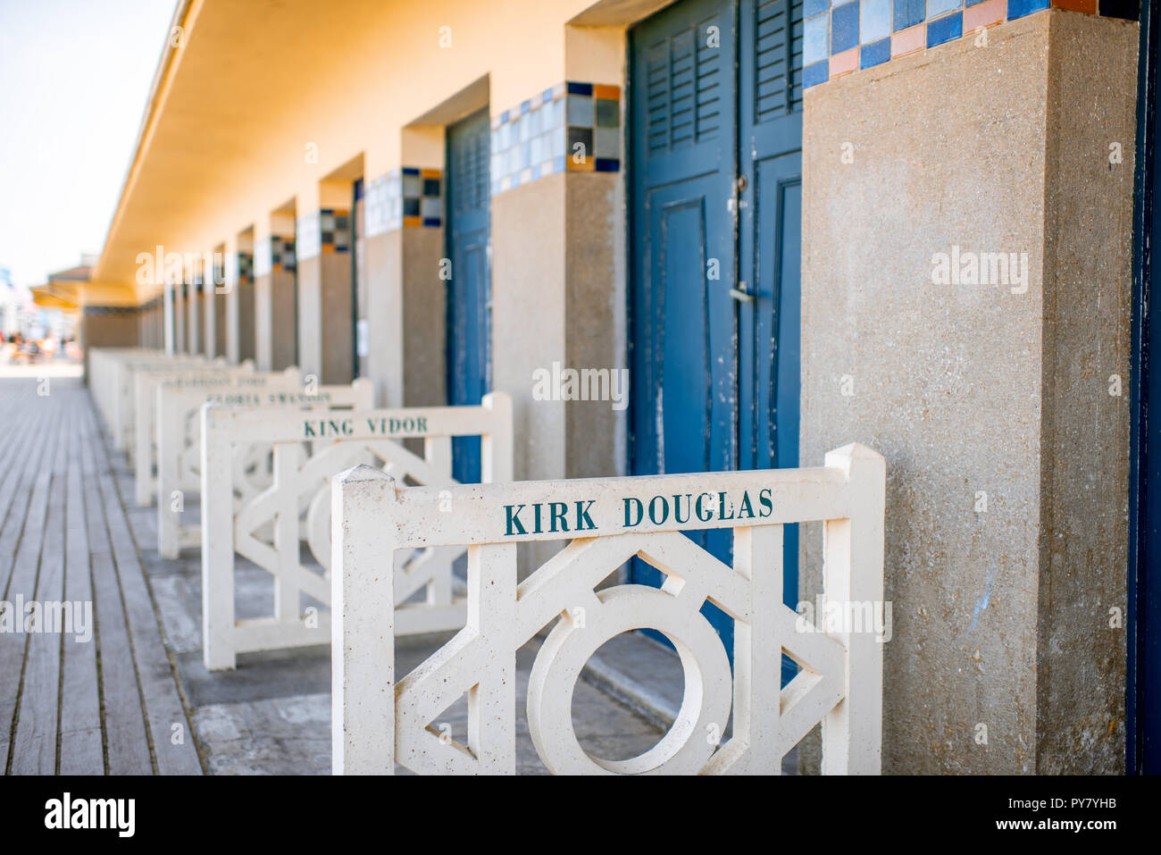 DEAUVILLE, FRANCE - September 06, 2017: Famous locker rooms on Planches ...