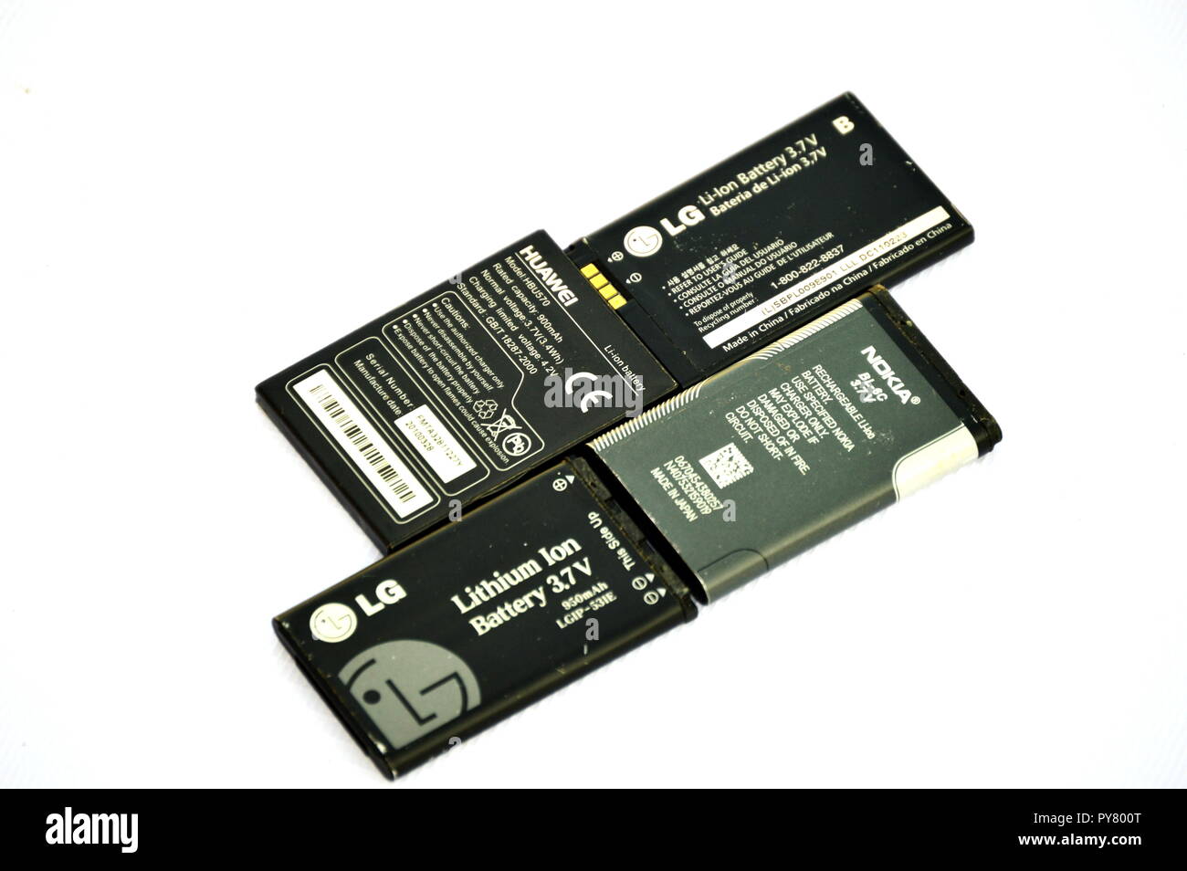 Some Lithium Ion batteries on white background Stock Photo - Alamy