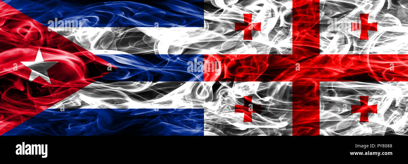 Cuba, Cuban vs Georgia, Georgian smoke flags placed side by side ...