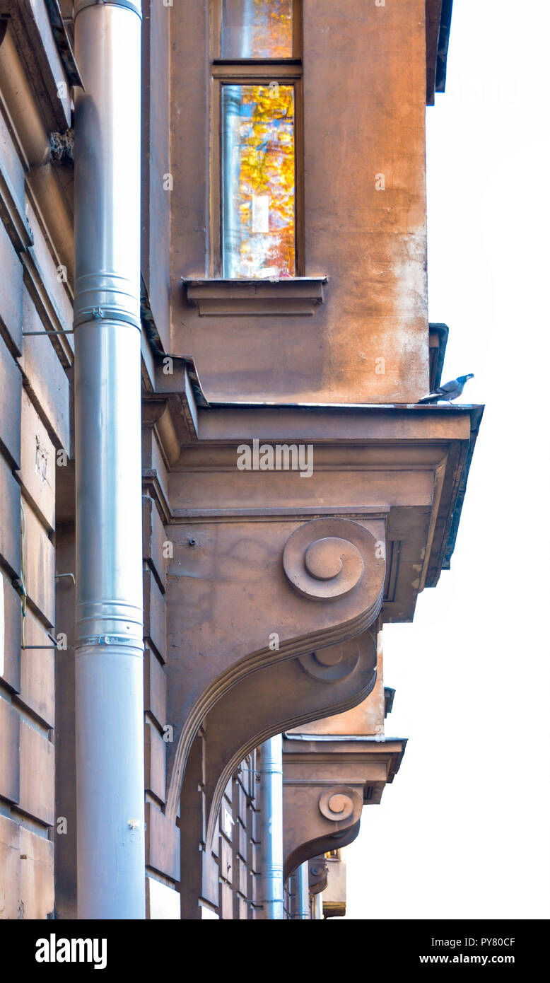 Part of generic urban city classic style building exterior with ...