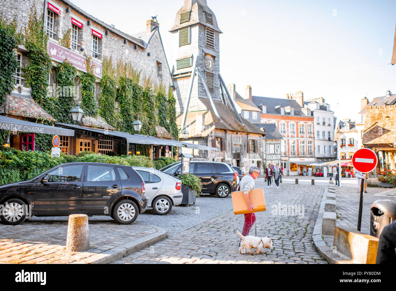 HONFLEUR, FRANCE - September 06, 2017: Street view wiith saint ...
