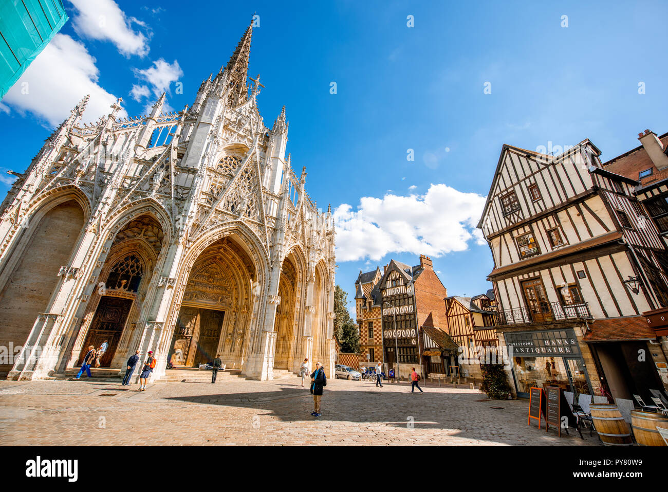 ROUEN, FRANCE - September 07, 2017: Street view with saint Maclou ...