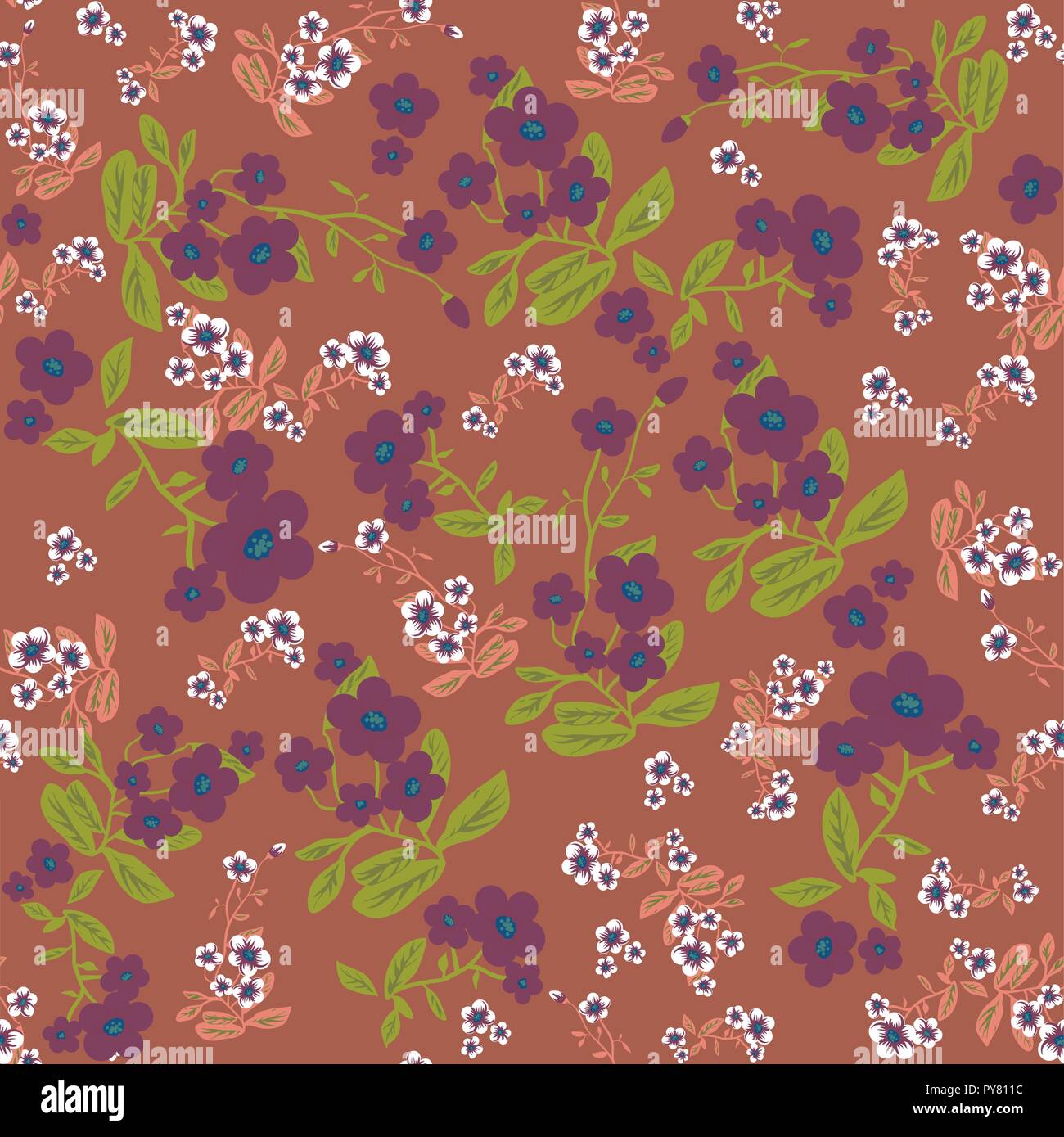 Brown flowers pattern Stock Vector Image & Art - Alamy