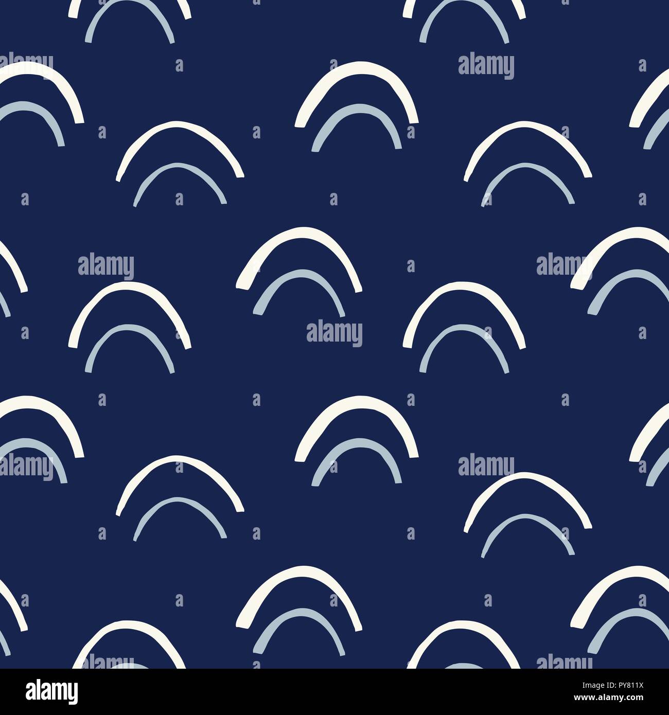 Cream Hand-Drawn Arches Vector Seamless Pattern. Abstract Cut Out Print ...