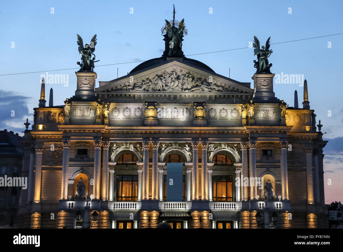Lviv opera house night hi-res stock photography and images - Alamy
