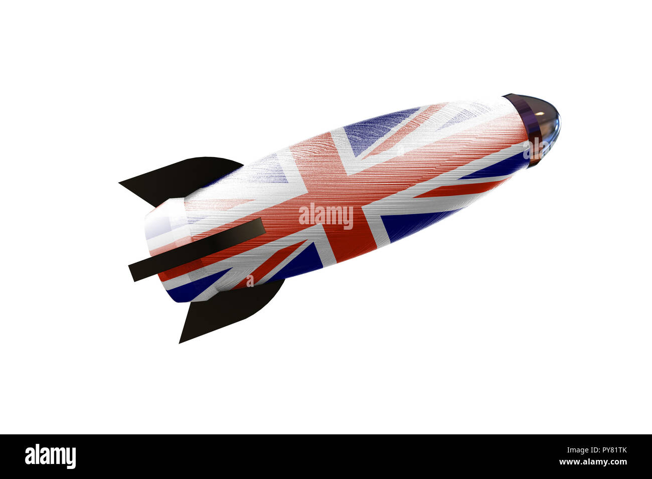 Rocket space ship with British flag 3D rendering Stock Photo - Alamy